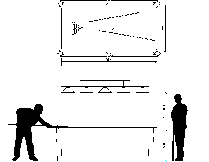 Free Billiard Table CAD Block DWG for Sports Facility Design