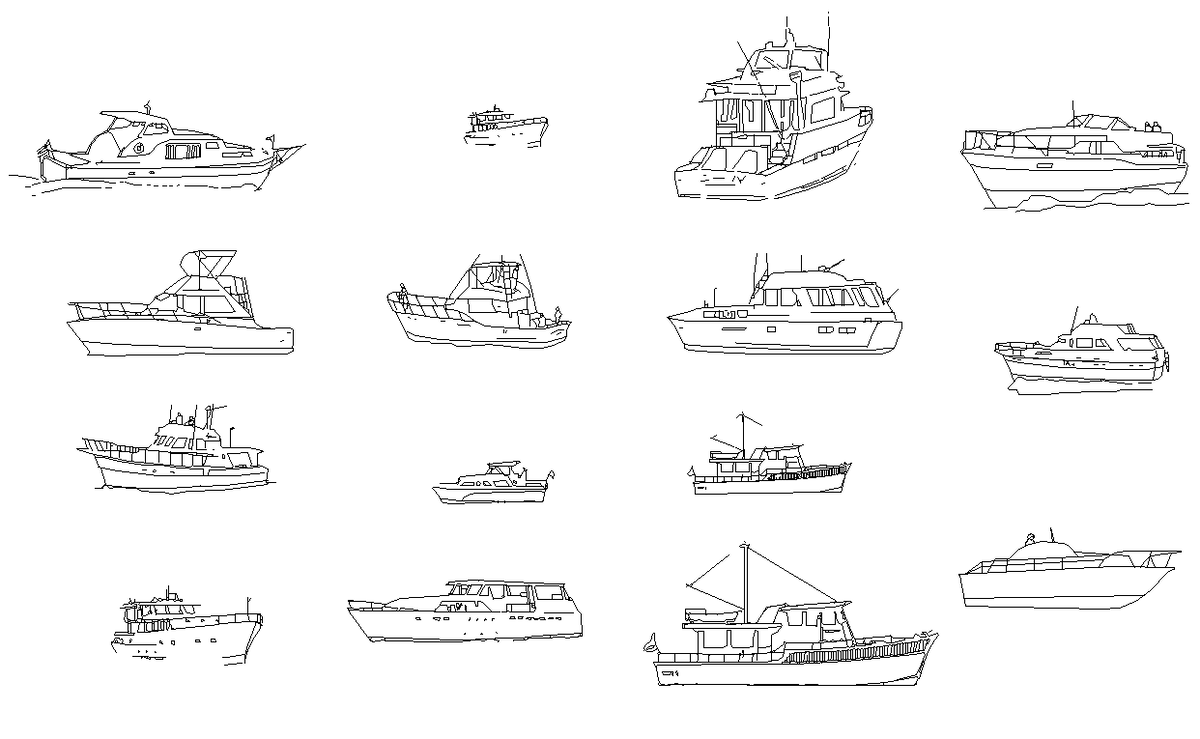 Boat detail CAD structure 2d view autocad file