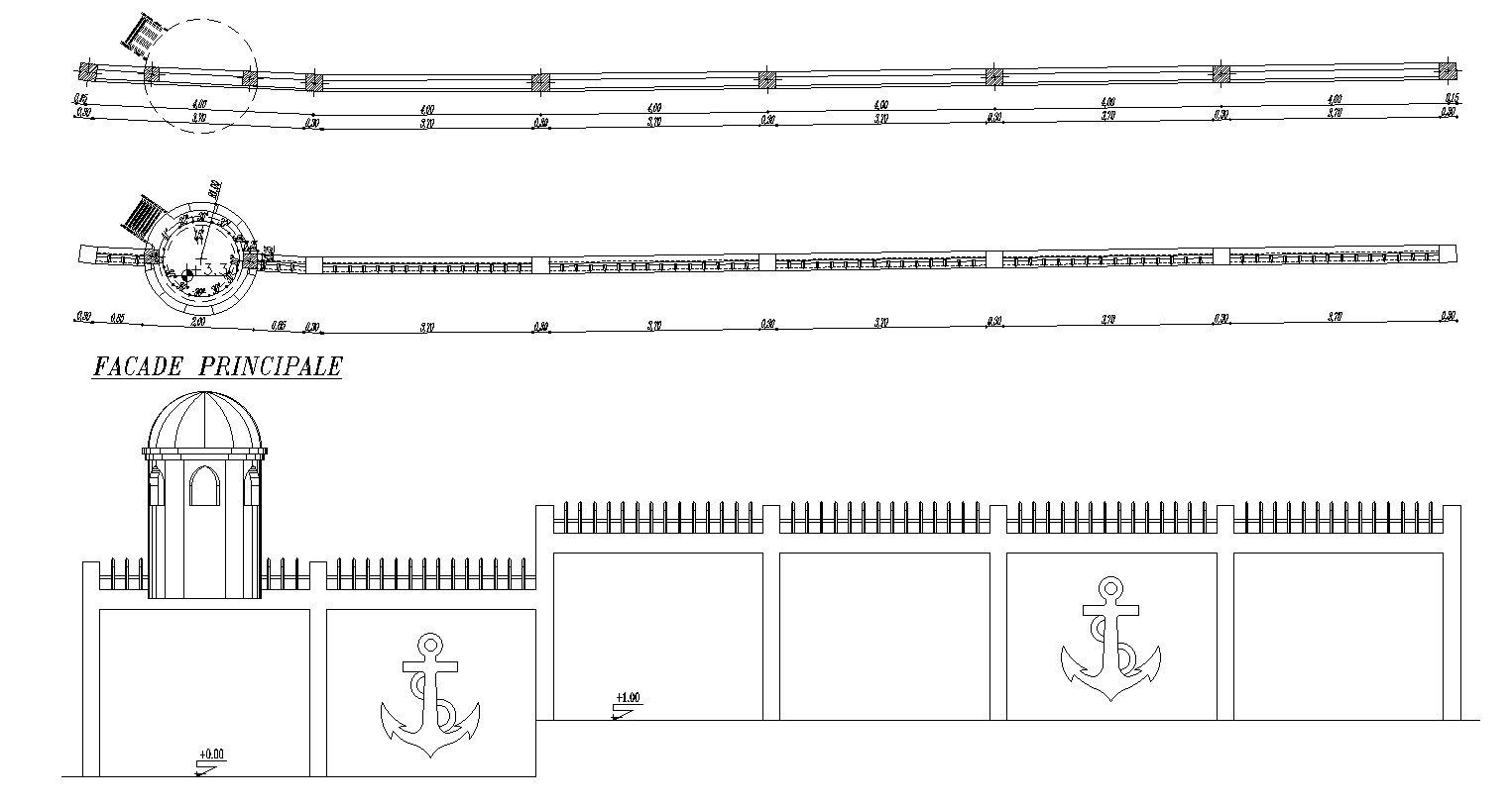 Boundary Wall With Gatehouse Detail Section And Elevation Design In Autocad 2d Drawing Cad File