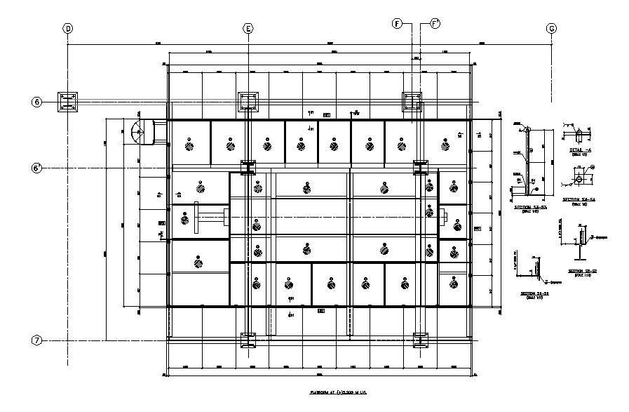 Building Beam Layout Plan With Column Section Drawing DWG File