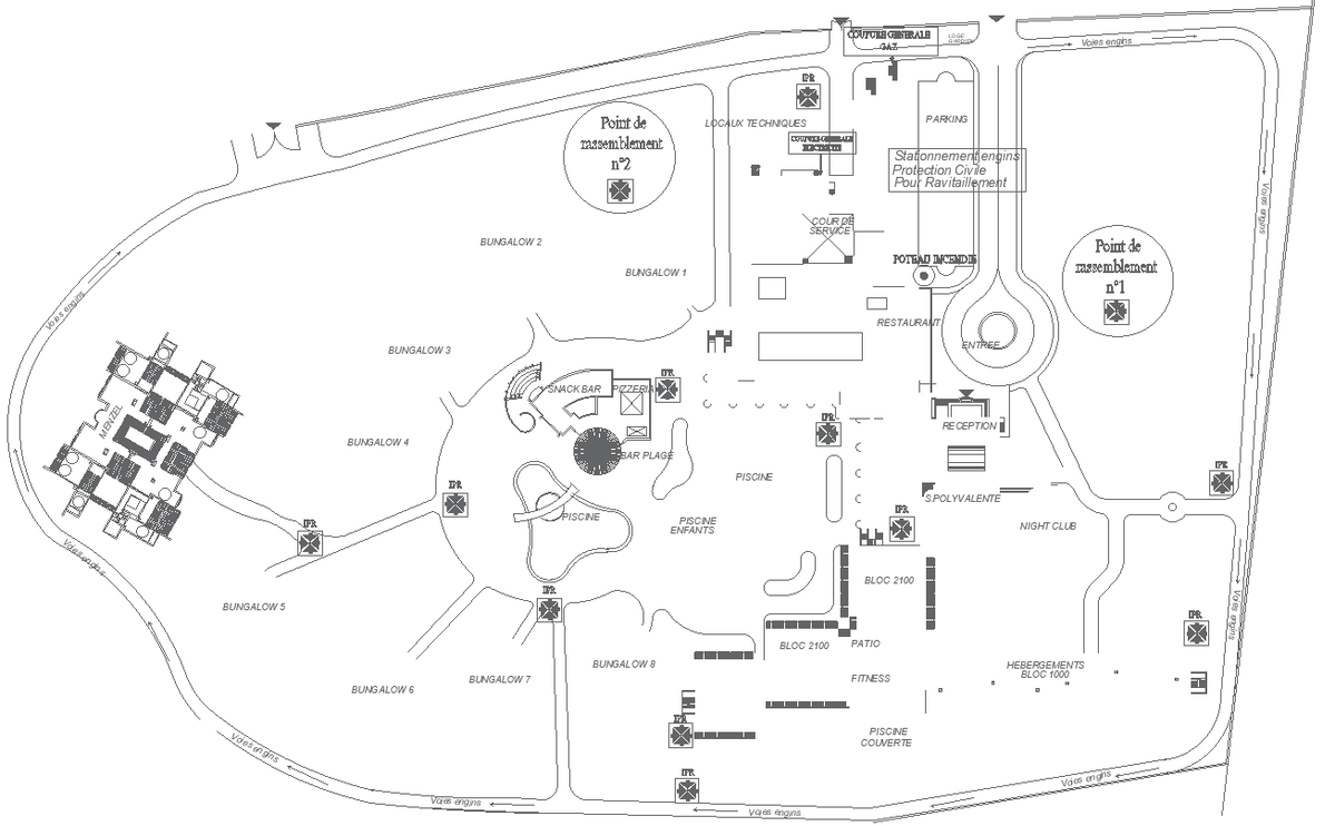 Bungalow Layout Plan With Fitness Area And Swimming Pool Details
