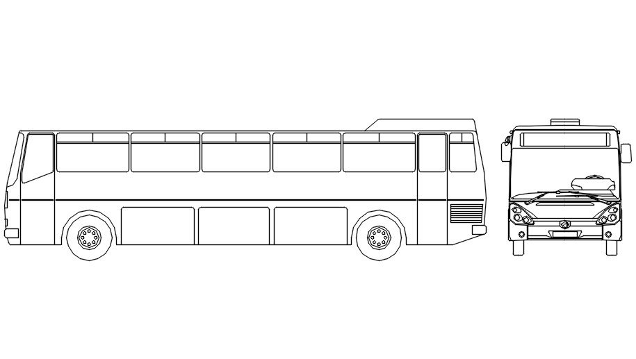 Bus detail block in AutoCAD, dwg file.