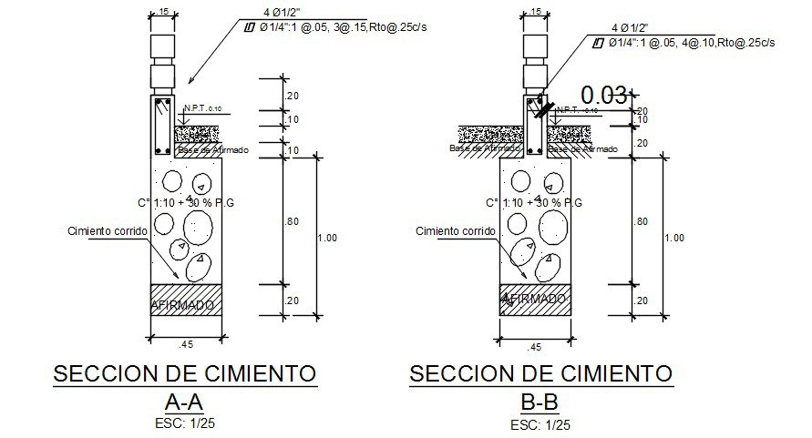 Column Foundation Section AutoCAD DWG Structural Drawing