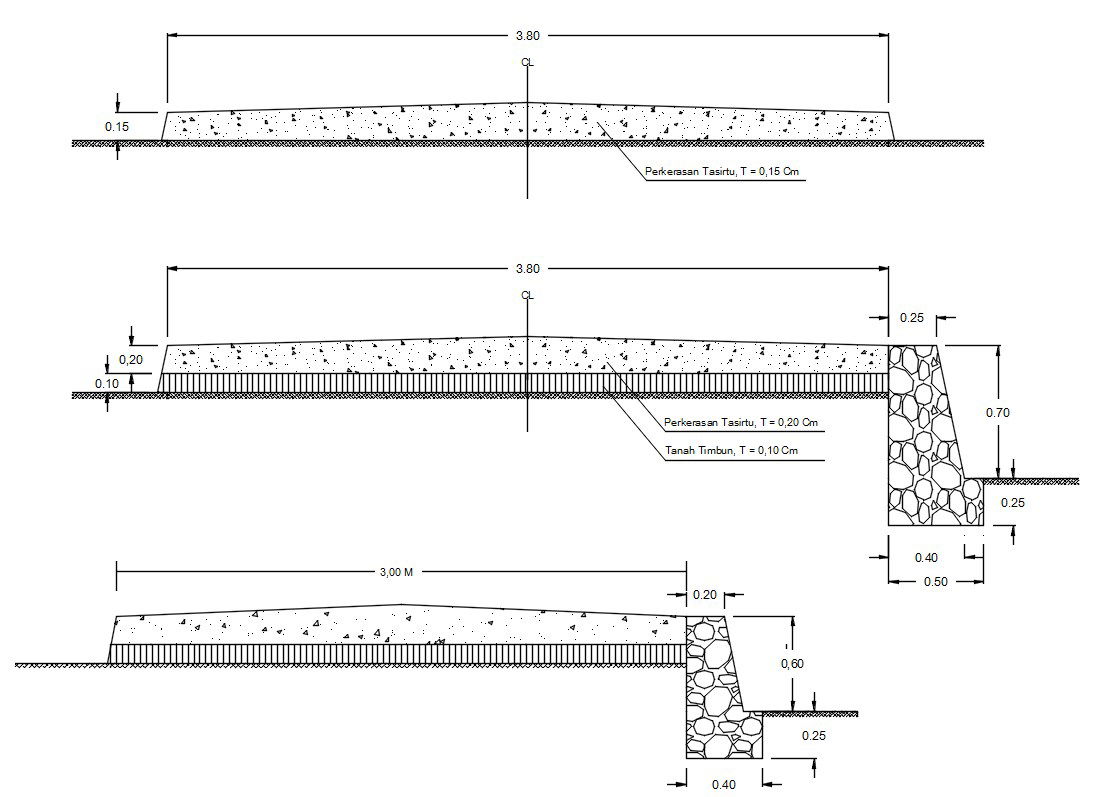 Cross Section Of Road Pavement Design In Autocad 2d Drawing Cad File Dwg File