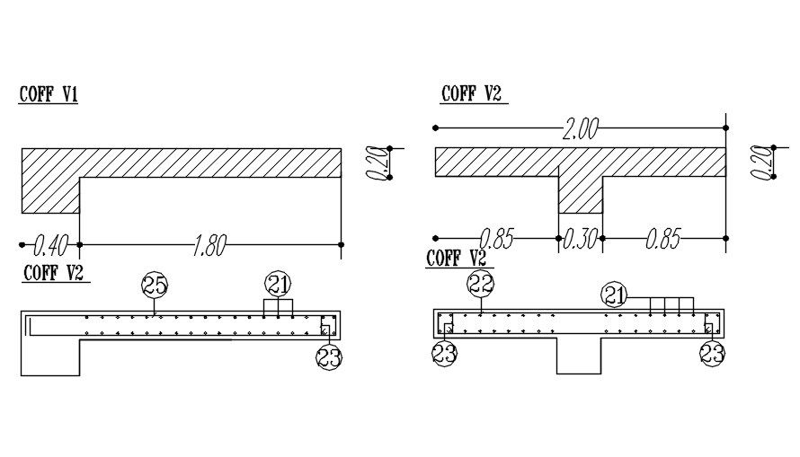 Cross Section Of Slab With Reinforcement Details Design In Autocad 2d Drawing Cad File Dwg File