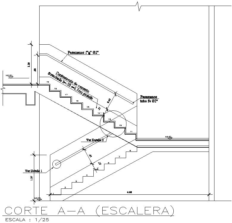 Cross Section Of Staircase With Detail Autocad Drawing Dwg File Cad File