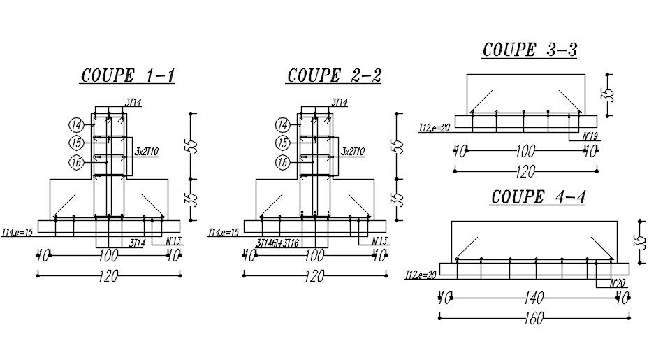 Cross Section Of The Footing With Reinforcement Details In Autocad 2d Drawing Cad File Dwg File