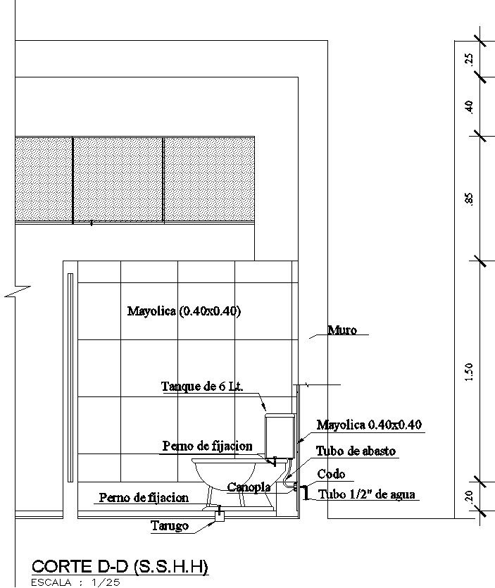 Cross Section Of Toilet Block In Detail Autocad Drawing Cad File Dwg File