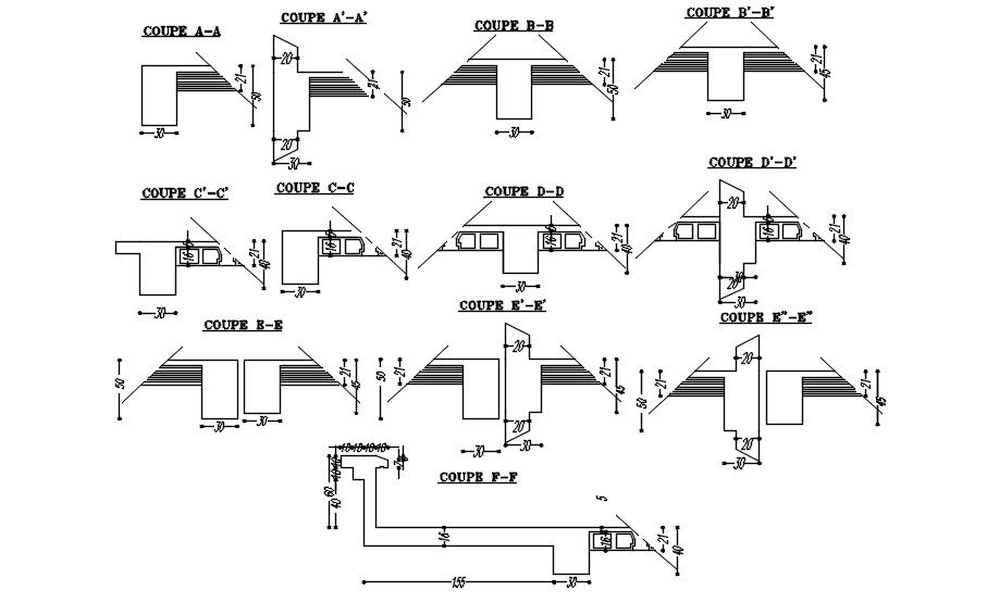 Cross Sections Of Structures With Formwork Details In Autocad 2d Drawing Cad File Dwg File