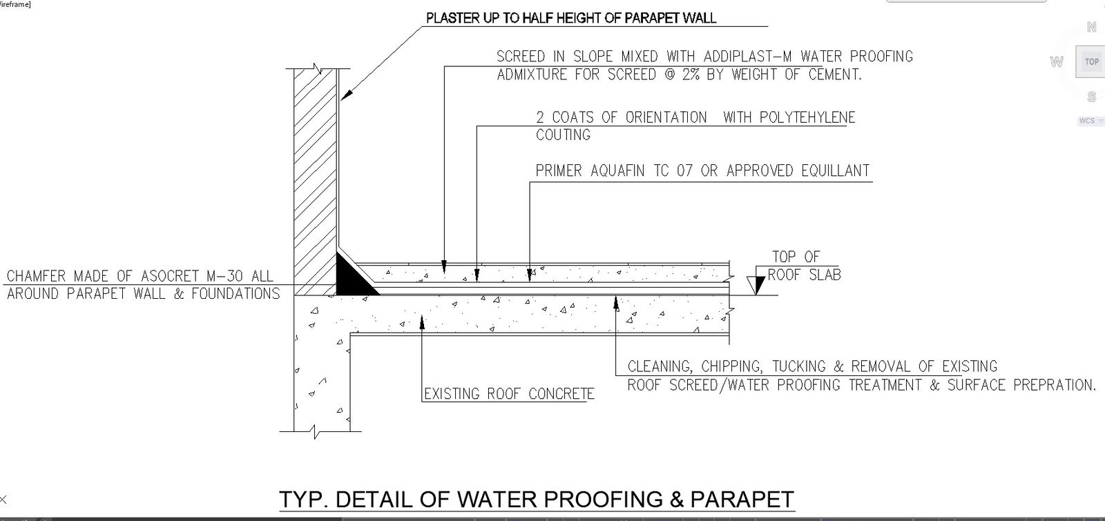 Detailed Waterproofing for Building CAD Drawings in AutoCAD DWG File