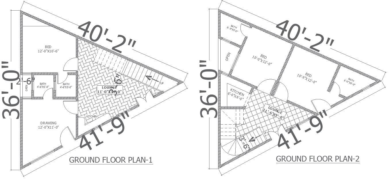 AutoCAD Format House Plan for Triangular Land Space