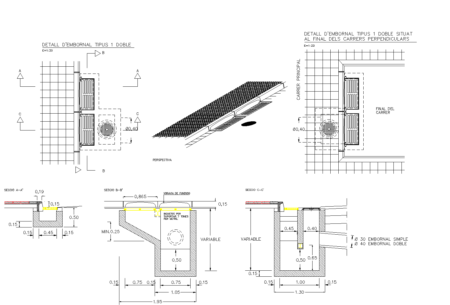 Drainage grill plan detail dwg.
