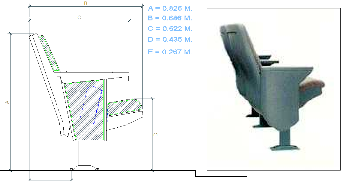 Elevation of a arm chair dwg file