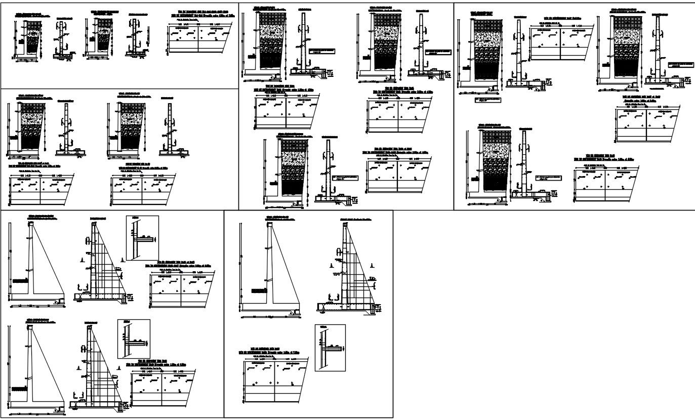 Formwork And Reinforcement Retaining Wall Design In Autocad 2d Drawing Cad File
