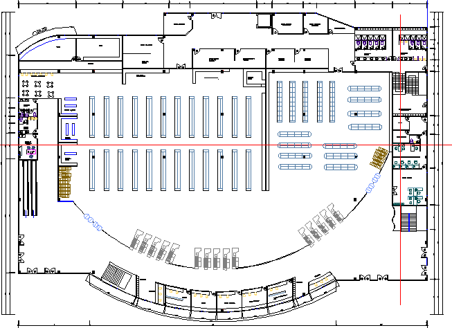 Hyper market structural layout plan details dwg file