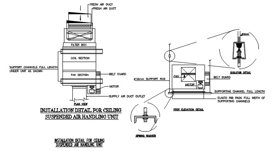 Installation detail for ceiling suspended air handling unit is given in ...