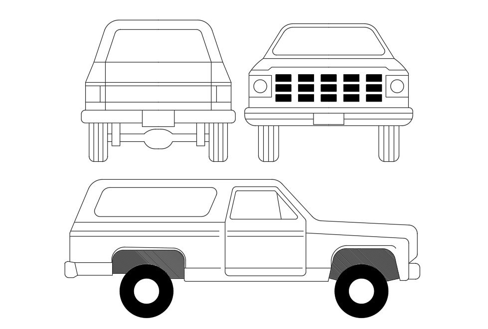 Jeep Car Model Elevation Design CAD Blocks