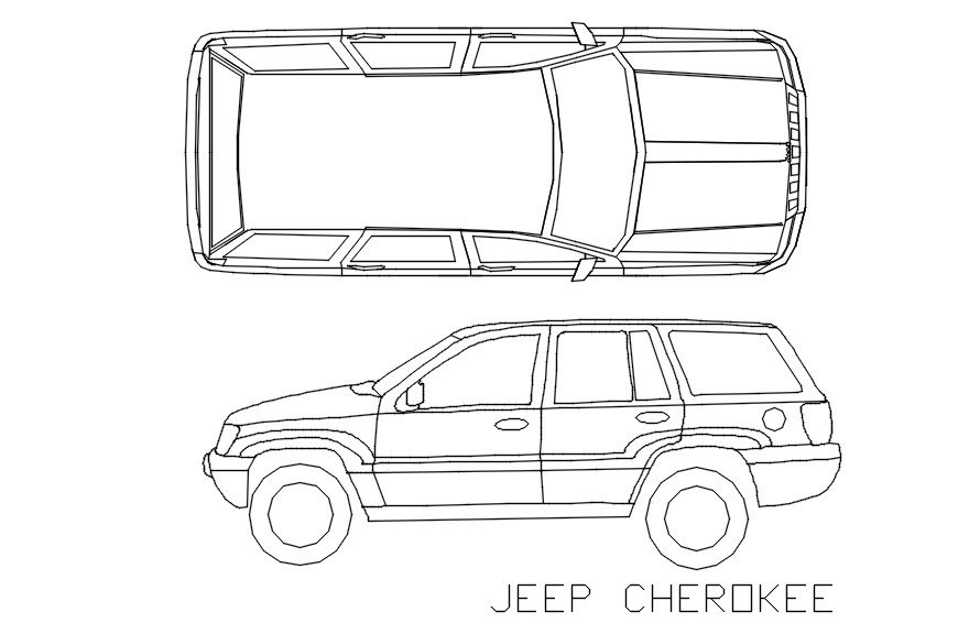 Jeep Cherokee block in AutoCAD, dwg file.