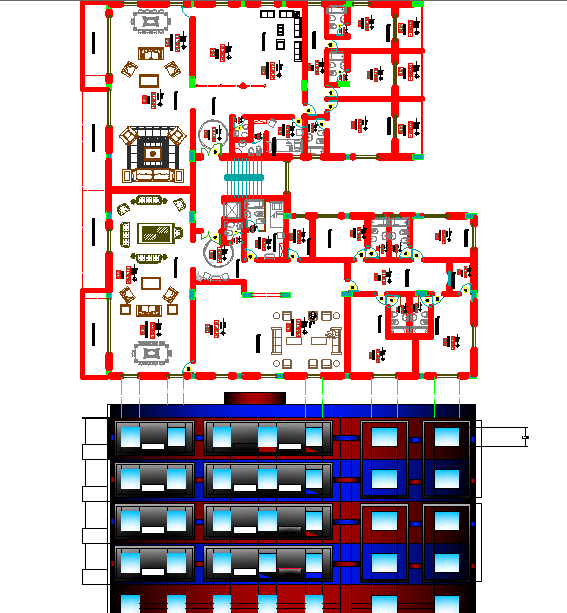 Layout plan of government building dwg file