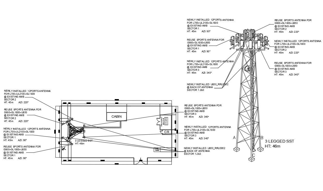 46m Tower Site Development Plan CAD Model DWG File