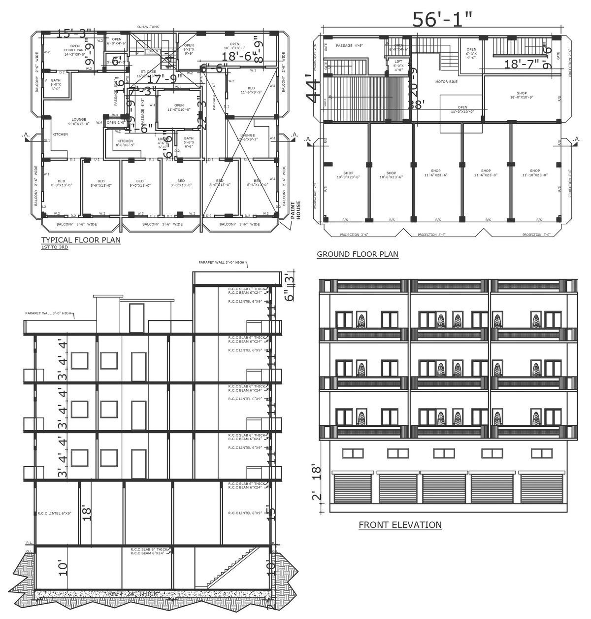 "Overhead Water Tank Design for Low Rise Apartment: Typical Floor Plan ...