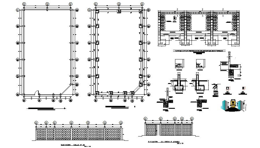 Perimeter Fence Section and Construction CAD Details