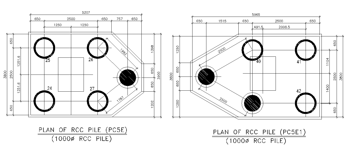 Plan Of Rcc Piles For 1m Details Are Given In This Autocad 2d Dwg Drawing File Download The 2d