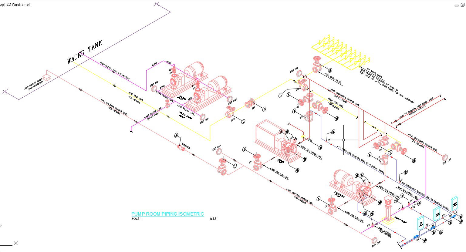Pump Room Piping Layout Plan Is Given In Autocad 2d Drawing Cad File