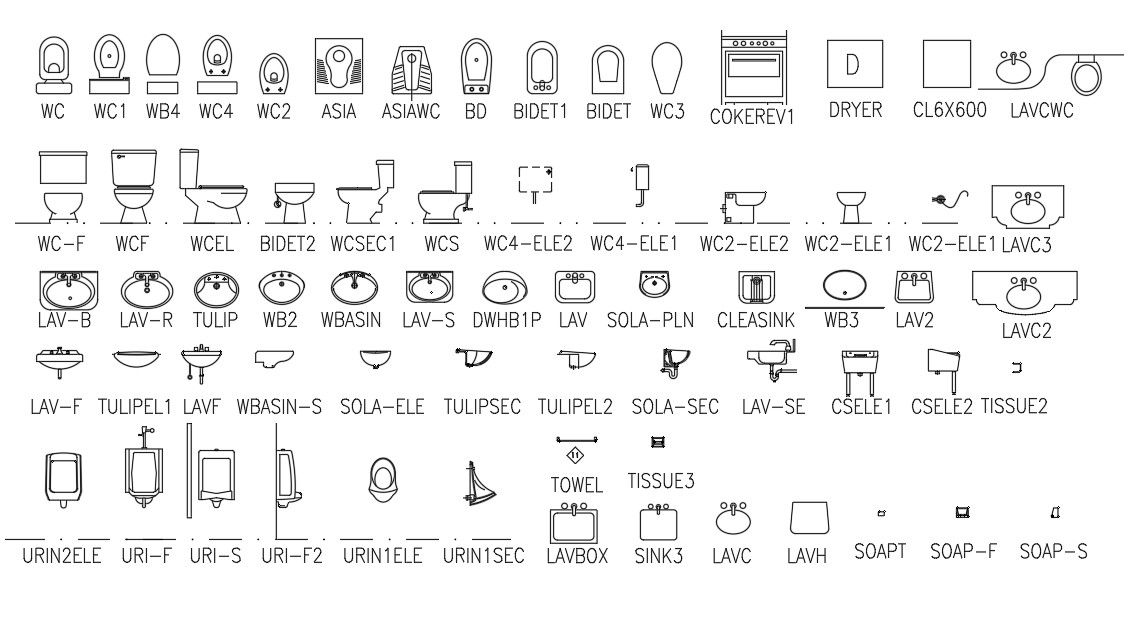 Sanitary Ware CAD Blocks Free Download DWG File