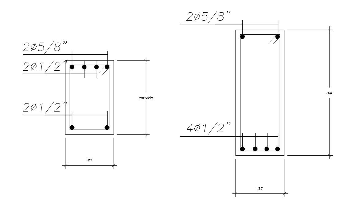 Section Drawing Of Beam With Reinforcement Details In Autocad Cad File