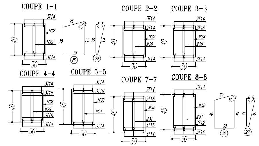 Section Of Beam With Reinforcement Details In Autocad 2d Drawing Cad File Dwg File