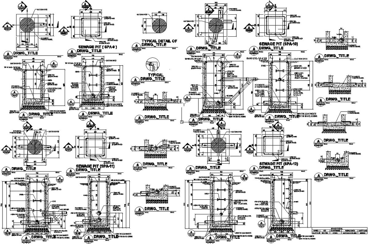 Sewage pit In detail AutoCAD drawing