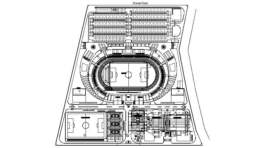 Sports Building Architecture Plan Download CAD Drawing