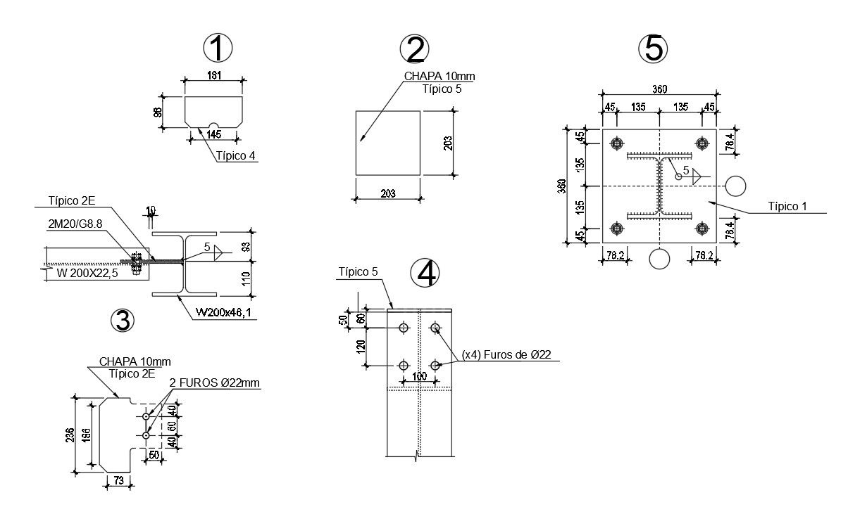 Steel plate connection details in AutoCAD 2D drawing, dwg file, CAD file