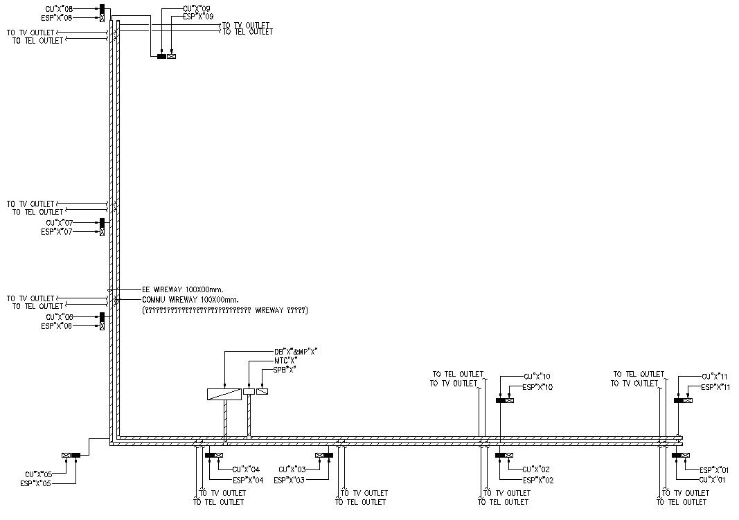 TV wire outlet details in AutoCAD, dwg file.