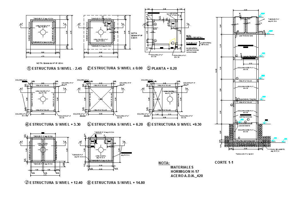 Tank plan and elevation detail dwg file