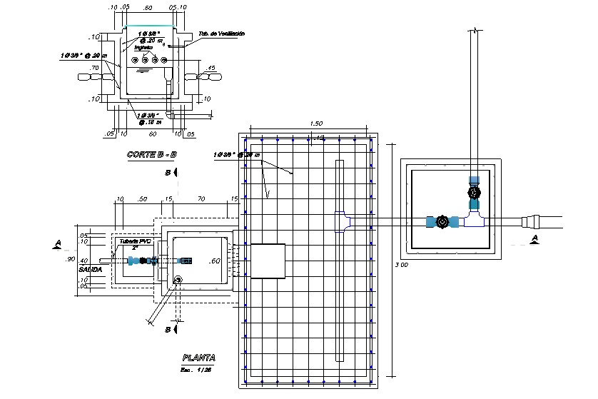 Tank plan and section detail dwg file