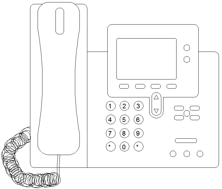 Telephone 2D block with keypad handset detail view