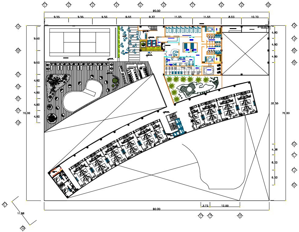 Terrace plan details of the hotel. Download Now | CADBULL