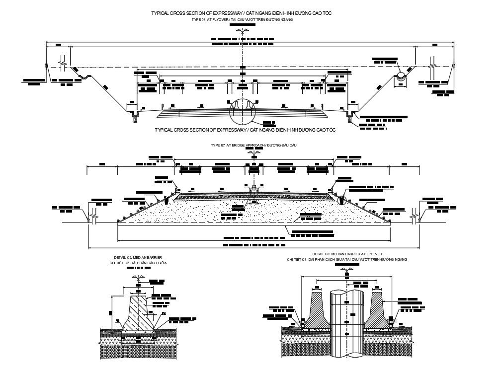 The 2d Cad Drawing Of The Typical Cross Section Of The Expressway Details Download The Autocad