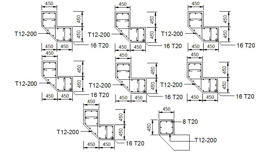 The Side Joint Column Steel Bar Reinforcement Details Are Given In This Autocad Dwg Drawing File