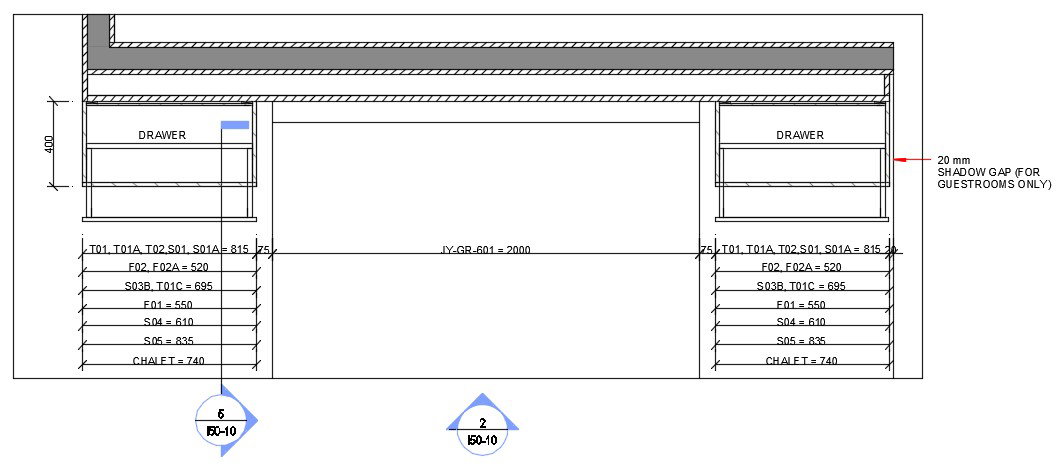 Top plan 400mm size of drawer detail presented in this cad drawing file ...