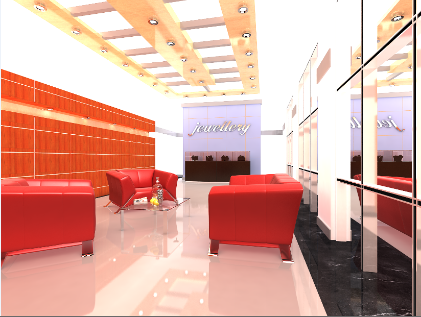 Urban jewelry showroom interior design view dwg file