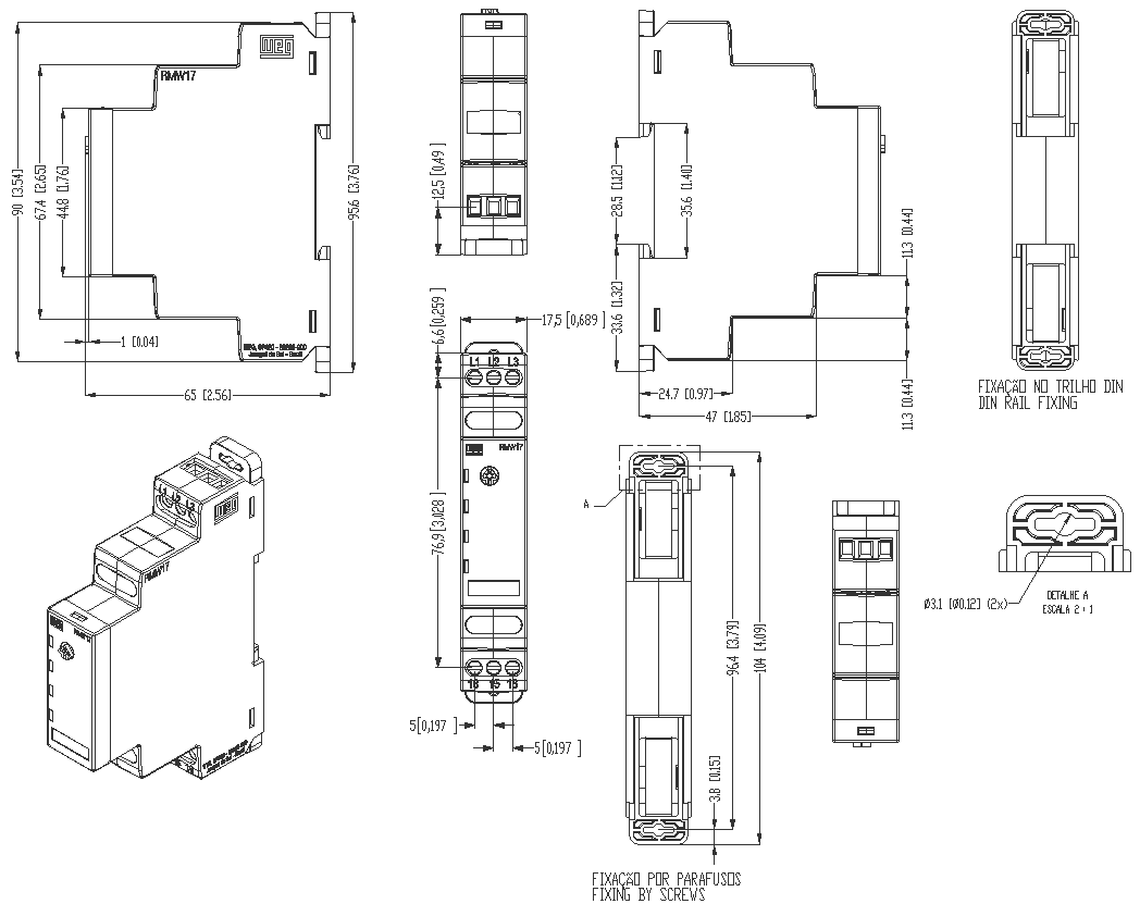 "Voltage Sensor Relay Details: AutoCAD DWG Drawing with DIN Mounting"