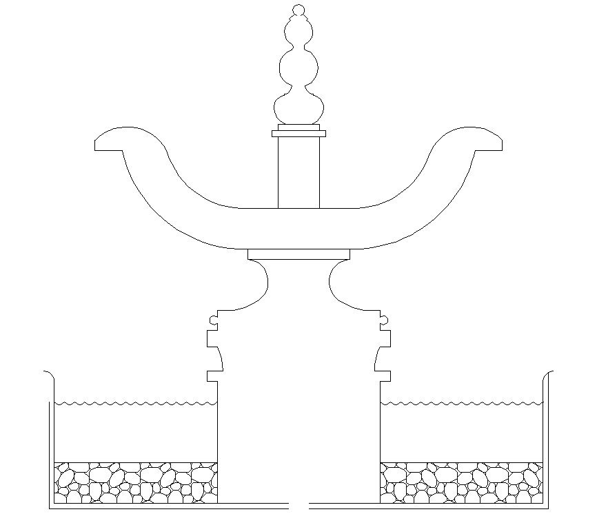 Wonderful Architectural fountain Elevation design AutoCAD DWG Drawing ...
