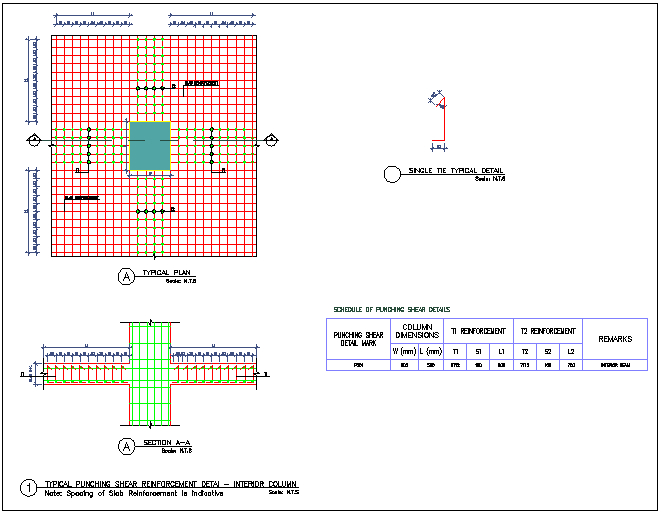 Slab reinforcement punching detail