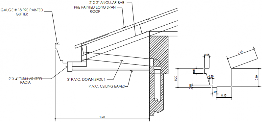 Ceiling eaves constructive structure drawing details dwg file