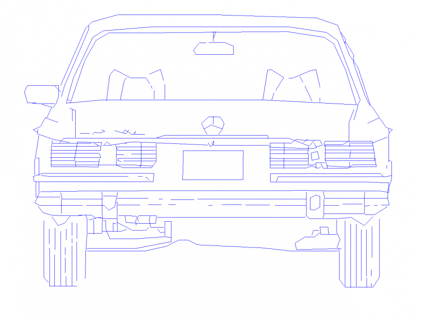 Common car front 2d elevation cad block details dwg file