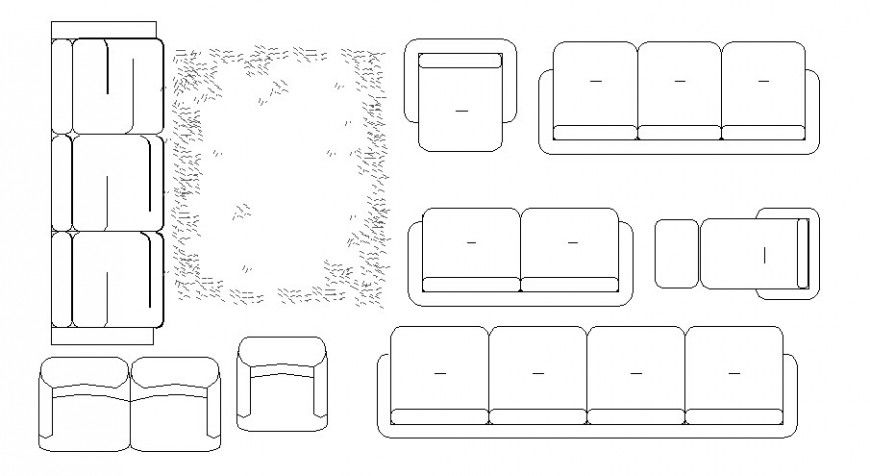Sofa Elevation CAD Blocks for Common Designs DWG File