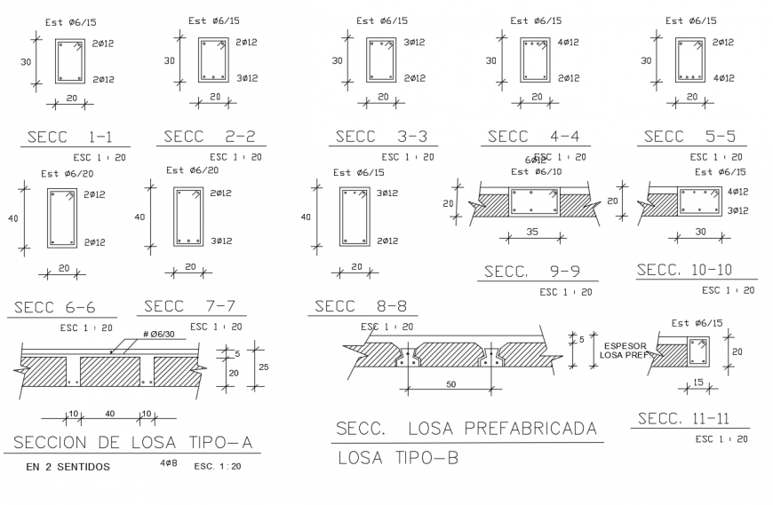 Different types of section view of column with plan of construction ...